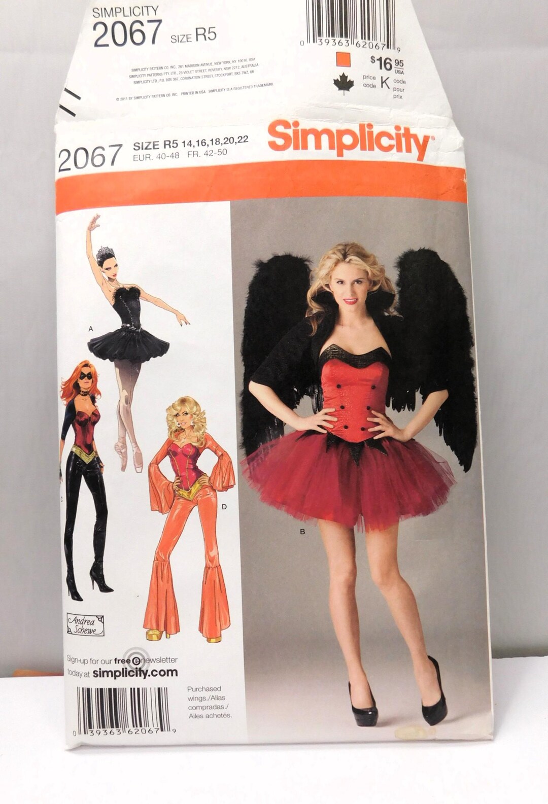 Uncut BALLERINA CORSET TUTU Simplicity 2067 Costume Sewing Pattern ...