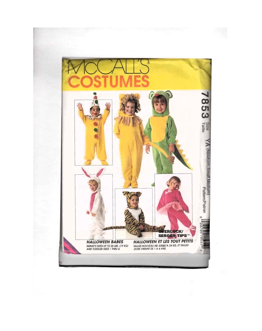 Mccall's 7853 Sewing Pattern Toddler Costumes CLOWN BUNNY Leopard, Lion ...