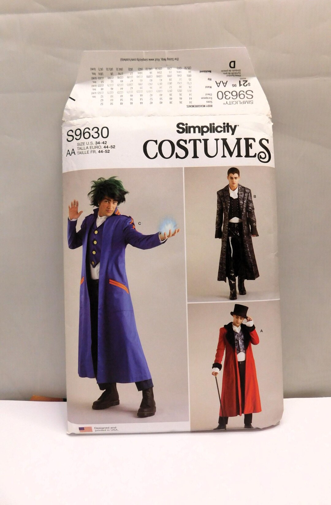 Simplicity S9630 Men's Coat Sewing Pattern: Renaissance Cosplay, Size ...