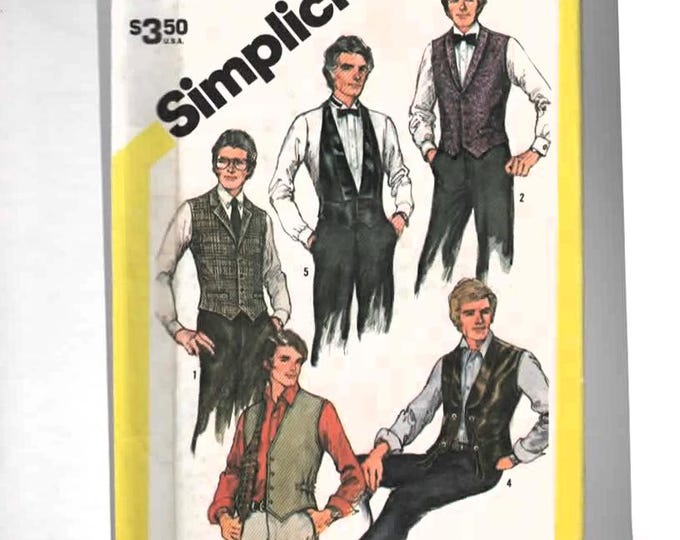 Men's LINED VESTS Sewing Pattern Size 42 Chest Simplicity 5780 Uncut Ff ...