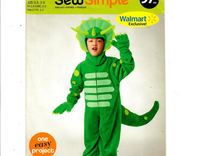 S0893 Sewing Pattern Easy Sew Dinosaur Size 3-8 Kids Costumes Pattern ...