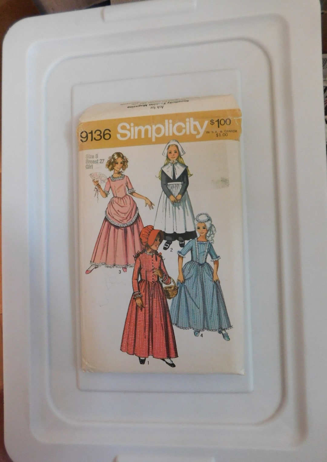 S9136 Sewing Pattern UNCUT Girl's Pilgrim Colonial Prairie Renaissance ...