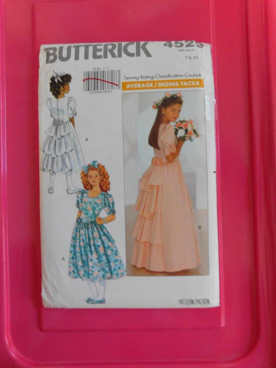 Butterick 4529 Sewing Pattern Girl's DRESS Wedding Ruffled Vintage 1989 ...