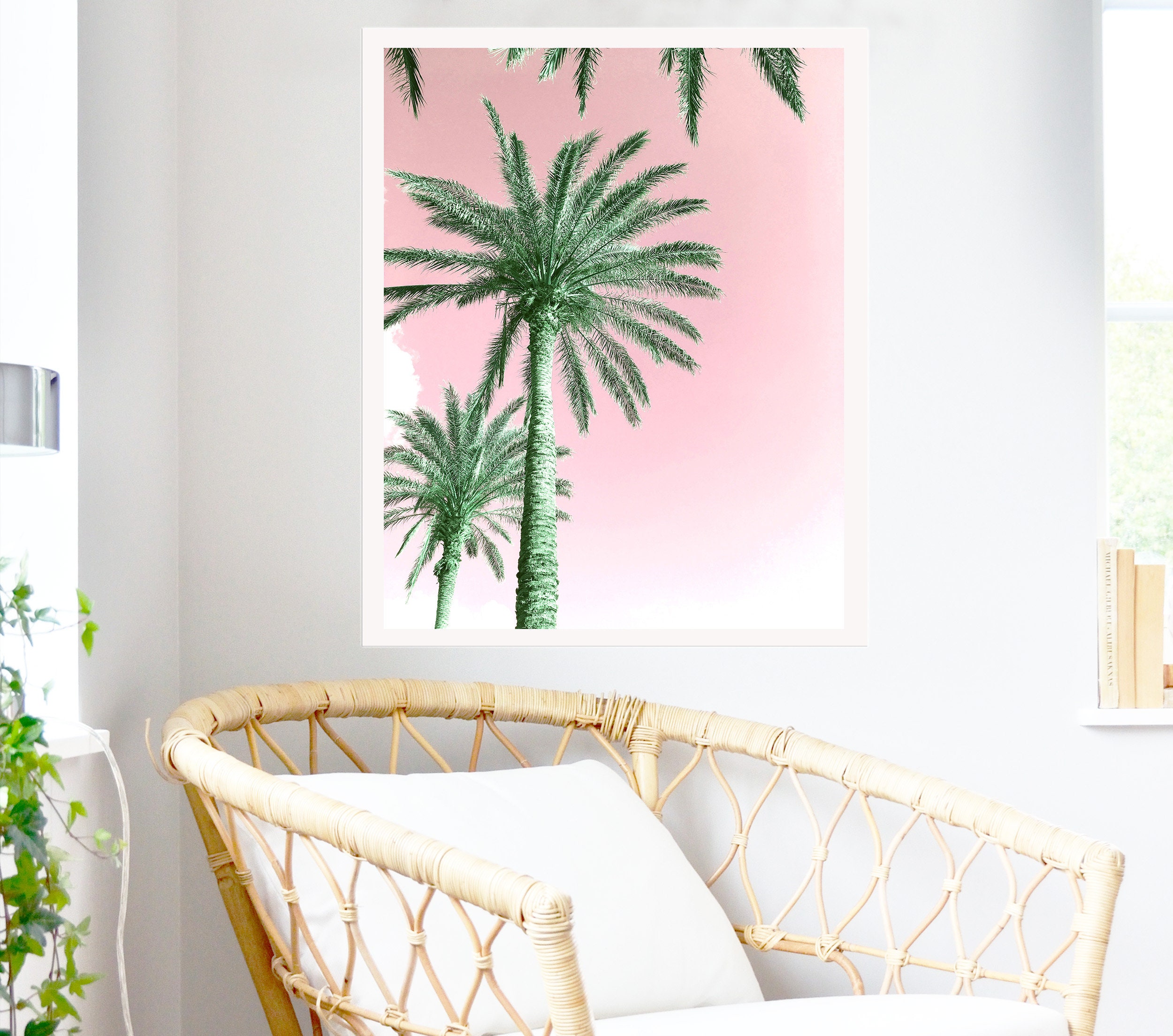 Palm Tree Print Tropical Wall Art Pastel Palm Tree Blush Etsy