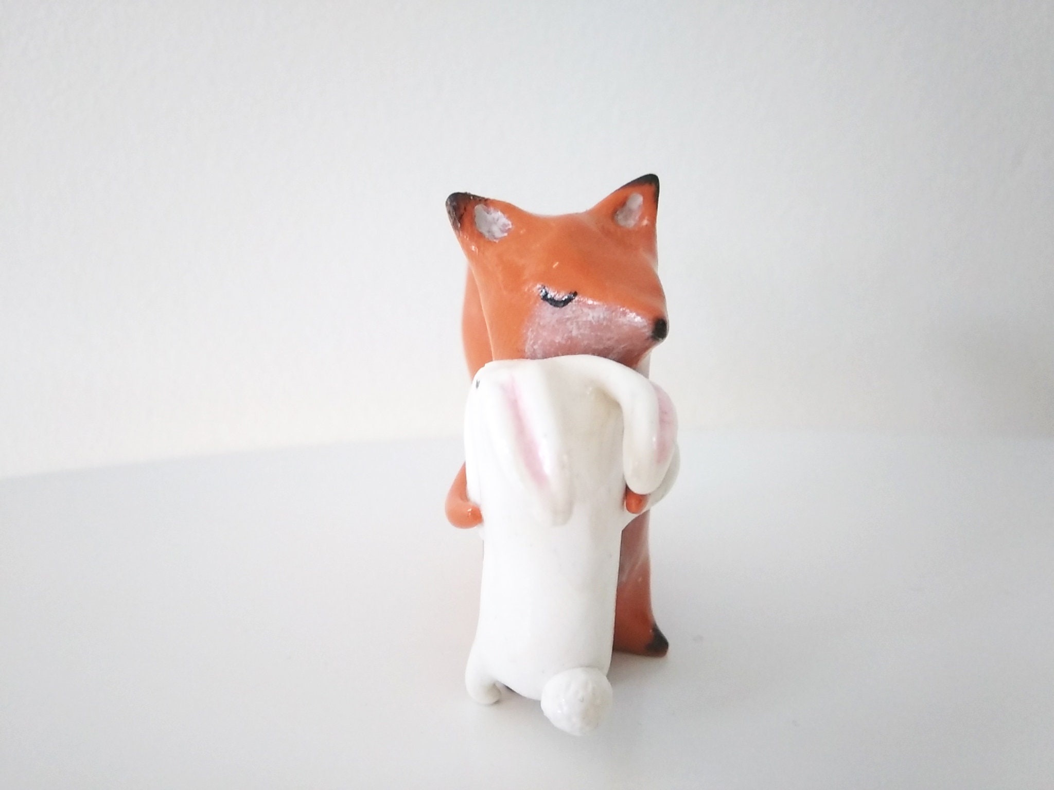 Figure A hug. Fox and rabbit figure. | Etsy
