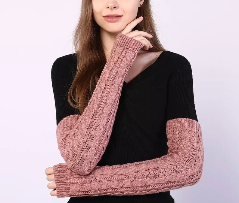 SHIPS TODAY Knitted Arm Warmers Extra Long Mittens Texting | Etsy