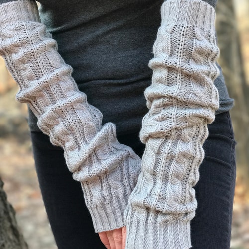 Knitted Long Arm Warmers for Women Alpaca Fingerless Mittens - Etsy