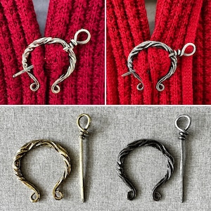 Highlands Medieval Shawl Pin, Metal Bronze or Silver Tone Pin With a ...