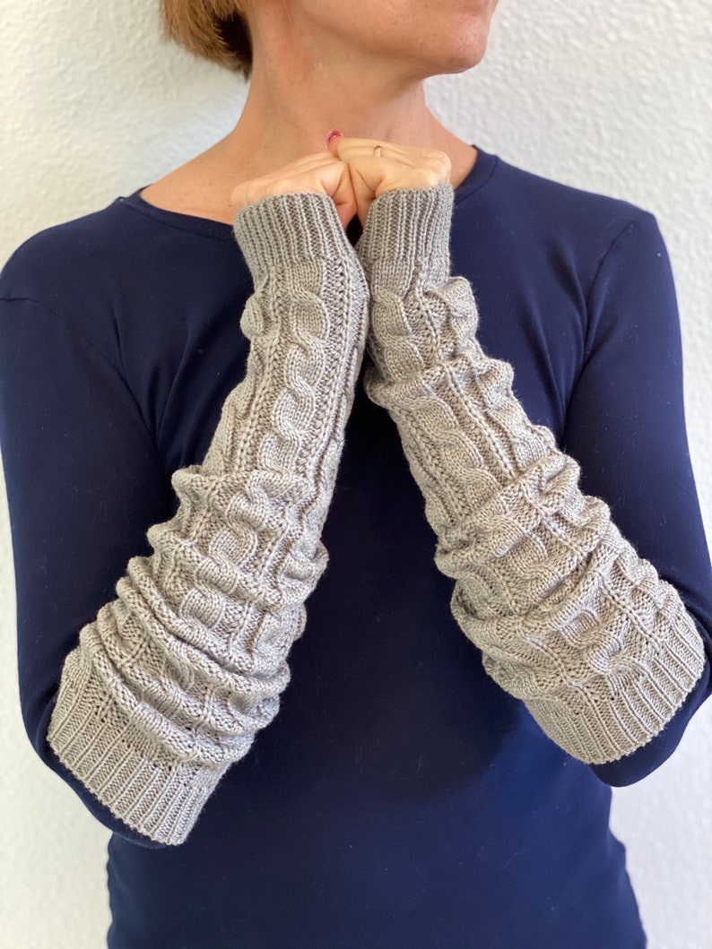 SHIPS TODAY Knitted Arm Warmers Extra Long Mittens Texting | Etsy