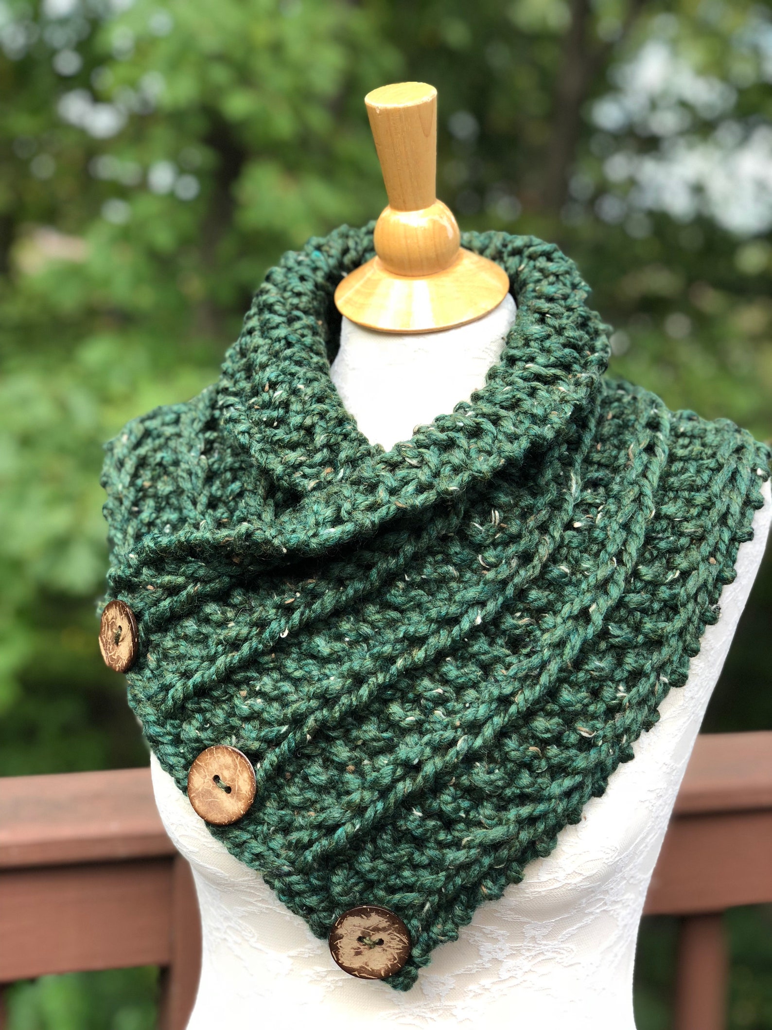 KNITTING PATTERN PDF Only Beginner 3 Button Rustic Scarf | Etsy