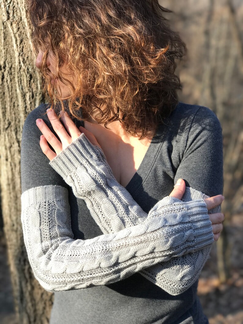 SHIPS TODAY Knitted arm warmers extra long mittens texting | Etsy