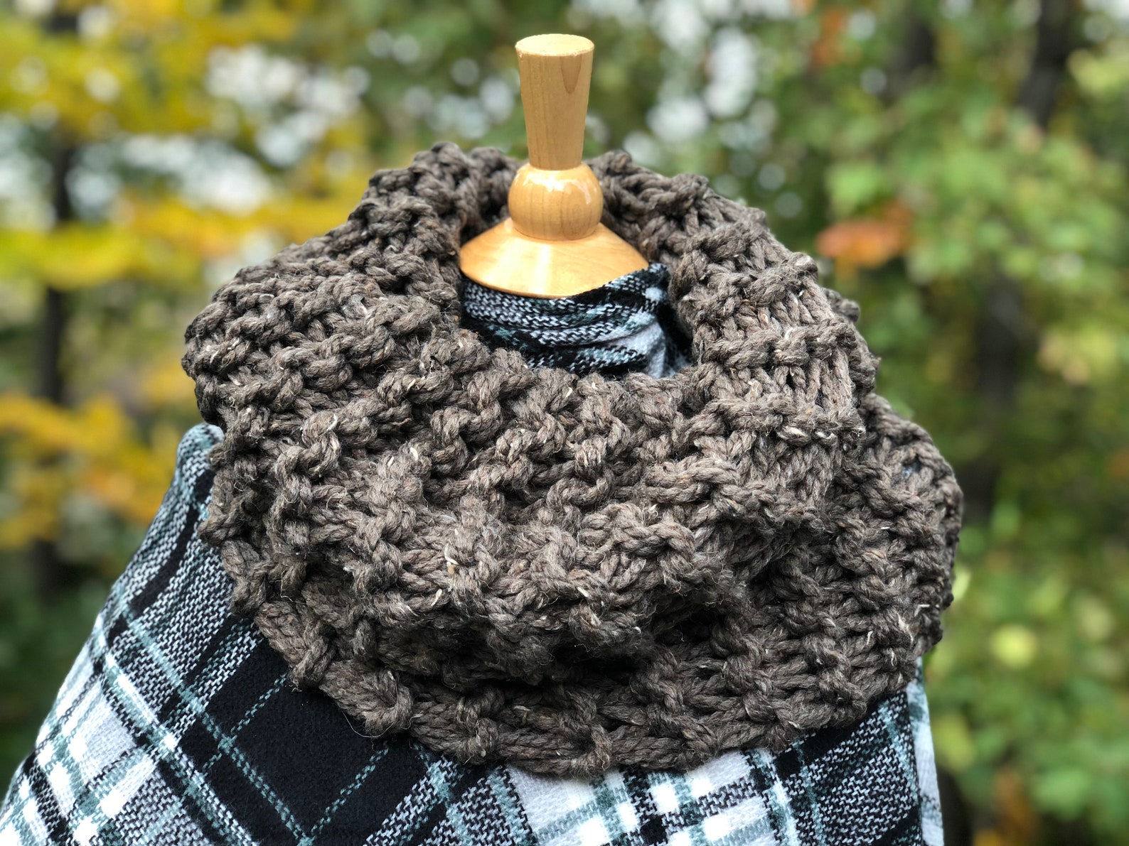 Outlander Inspired Hand Knit Cowl in Barley Brown, Chunky Knit, Mobius ...
