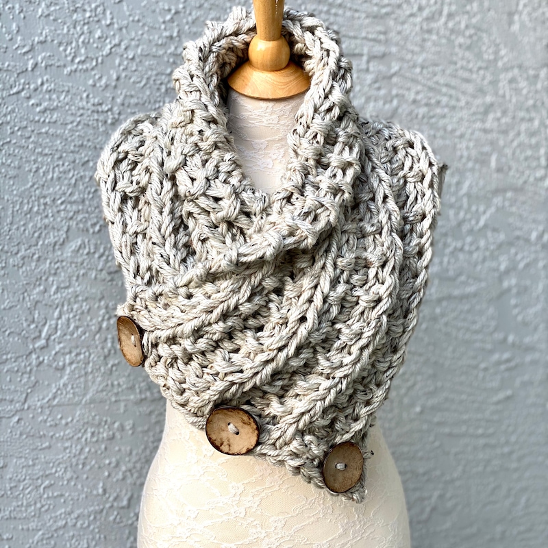 Knitted Button Scarf - Etsy