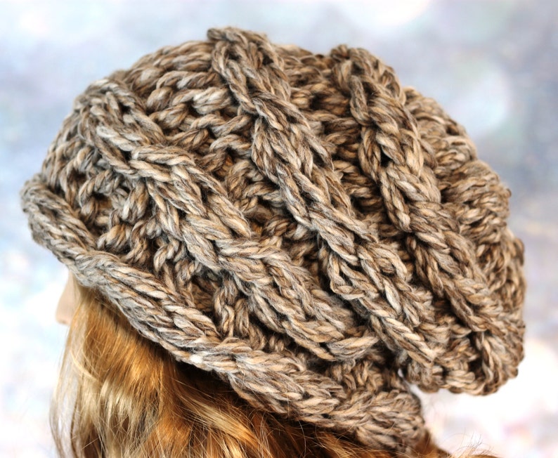 Slouchy Hat, Hand Knit Slouch, Baggy, Bohemian Women's Hat, Chunky ...