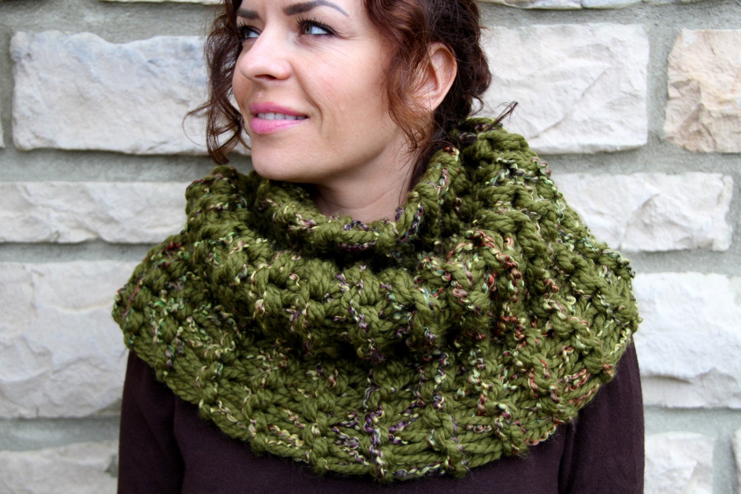 Outlander Cowl, Hand Knit Infinity Scarf for Women, Chunky Neck Warmer ...