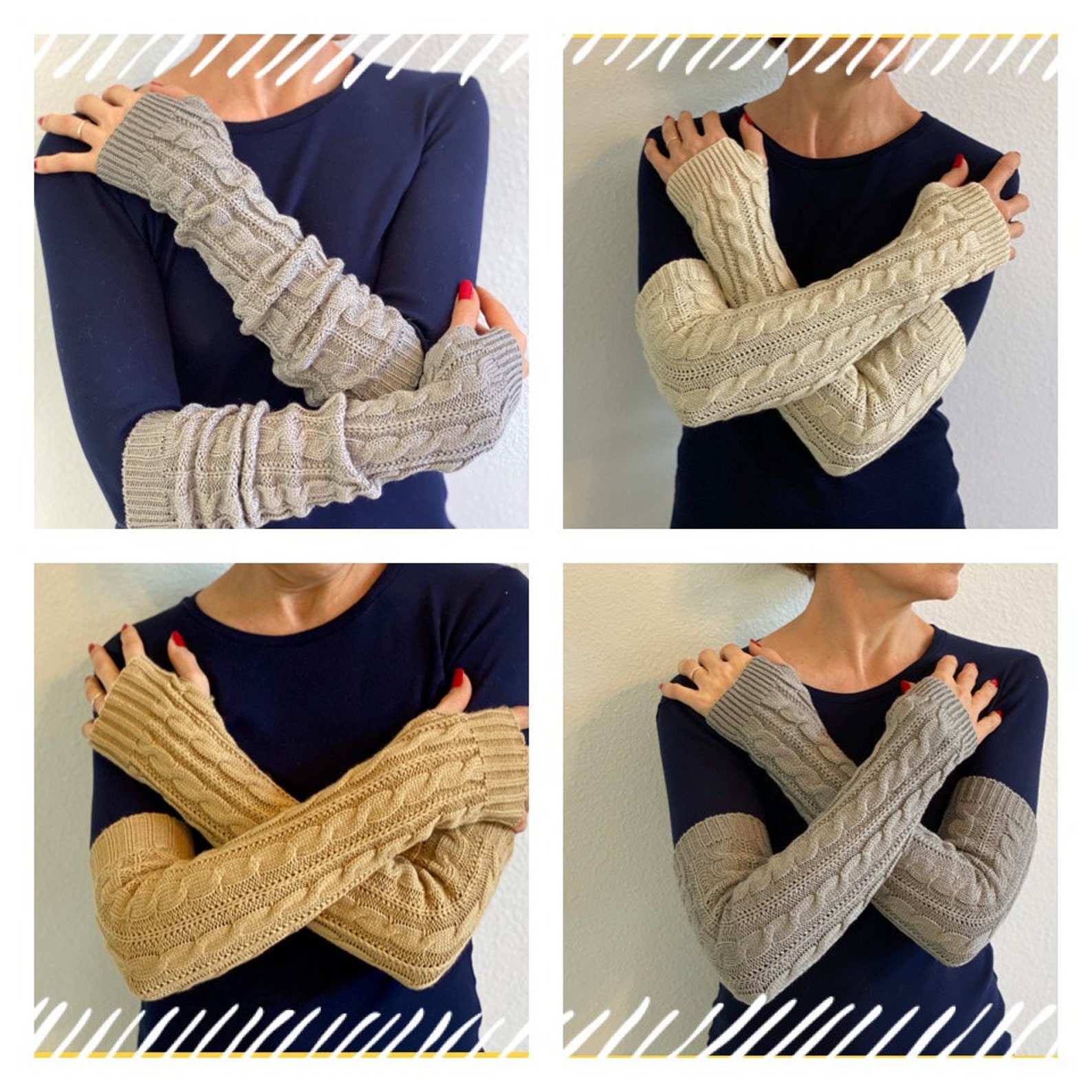 SHIPS TODAY Knitted Arm Warmers Extra Long Mittens Texting | Etsy