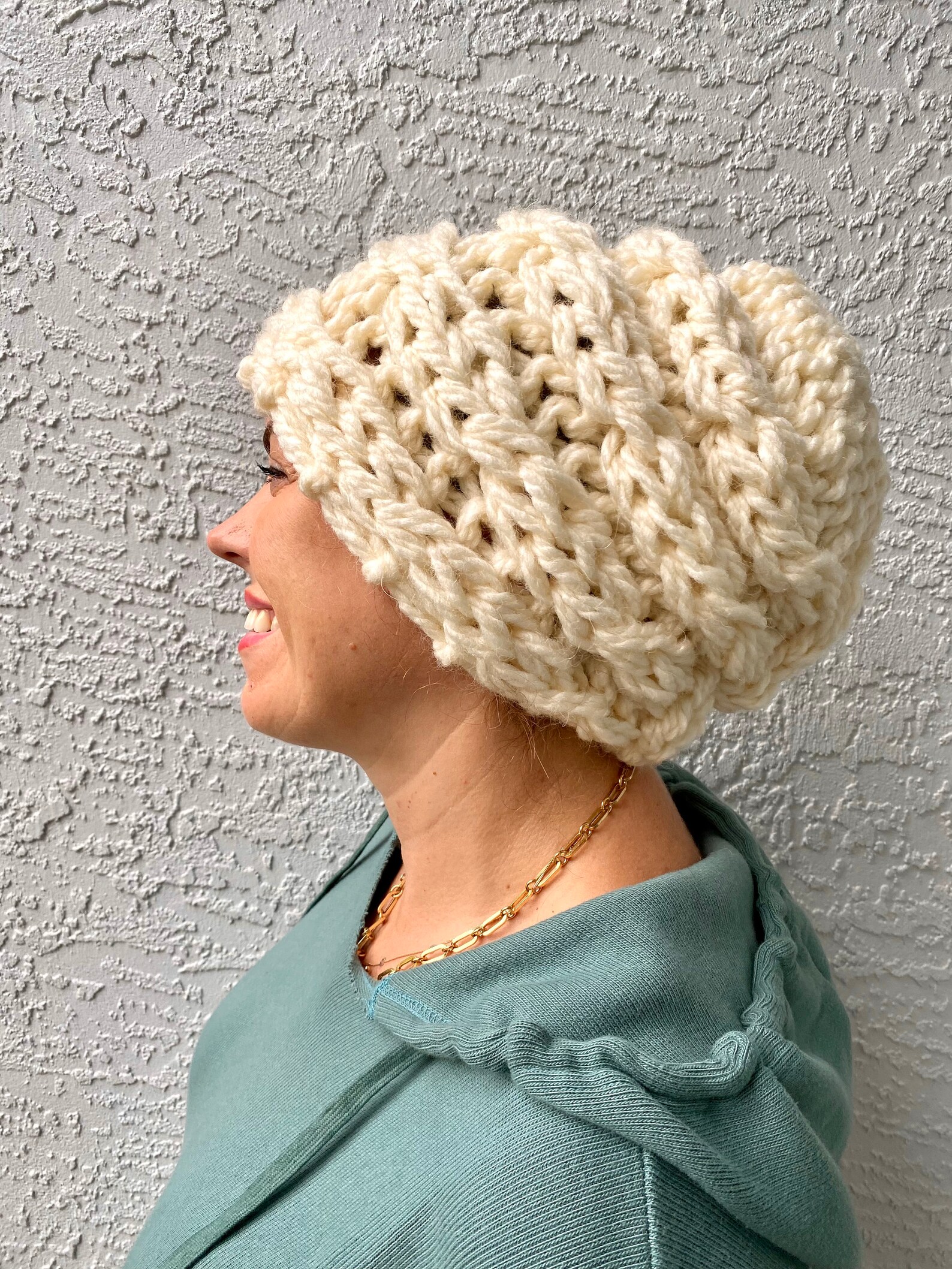 Slouchy Hat, Hand Knit Slouch, Baggy, Bohemian Women's Hat, Chunky ...