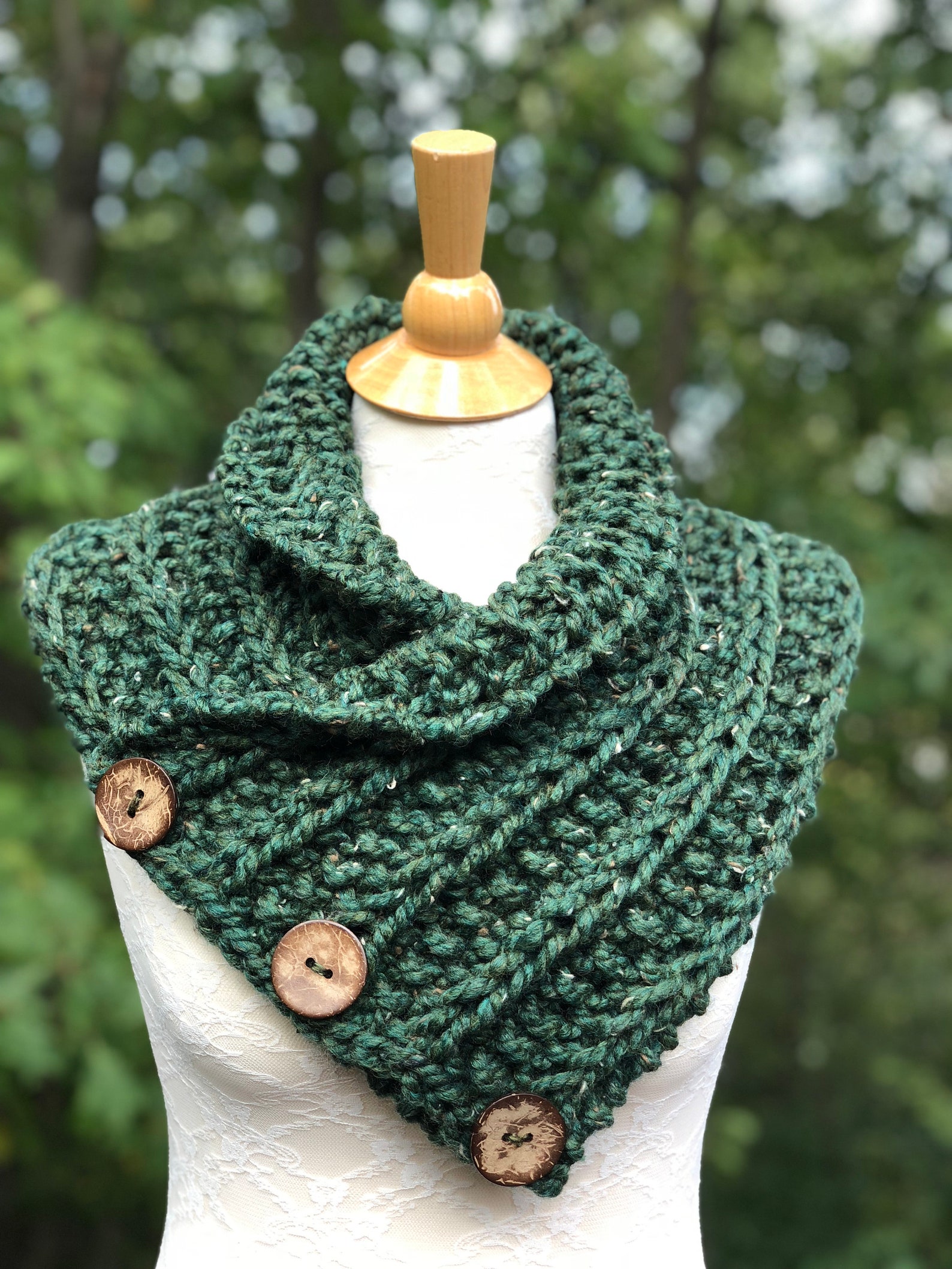 KNITTING PATTERN PDF Only Beginner 3 Button Rustic Scarf | Etsy