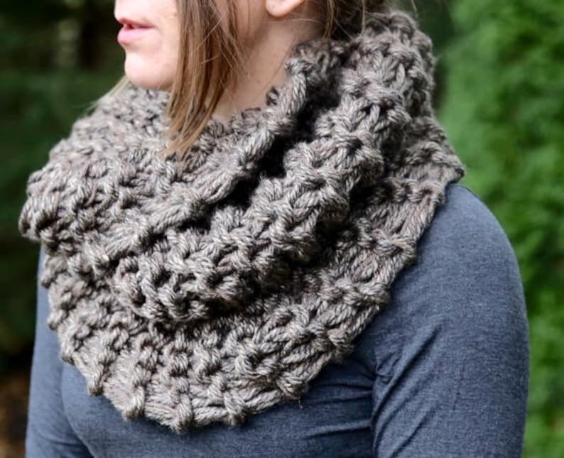 Outlander Cowl, Infinity Scarf in Brown Marble, Chunky Knit Shoulder ...