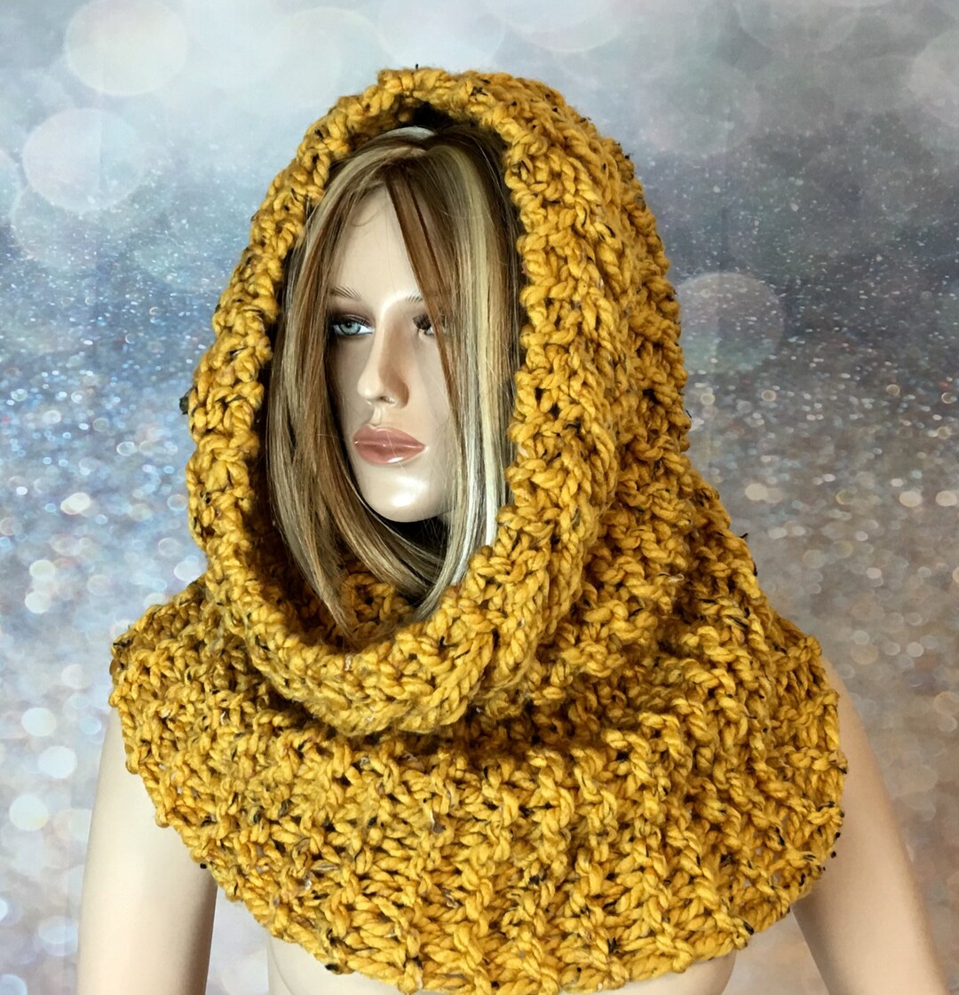 Cowl Hood, Chunky Snood, Hand Knitted Neck Warmer, Pixie Hoodie Hat ...