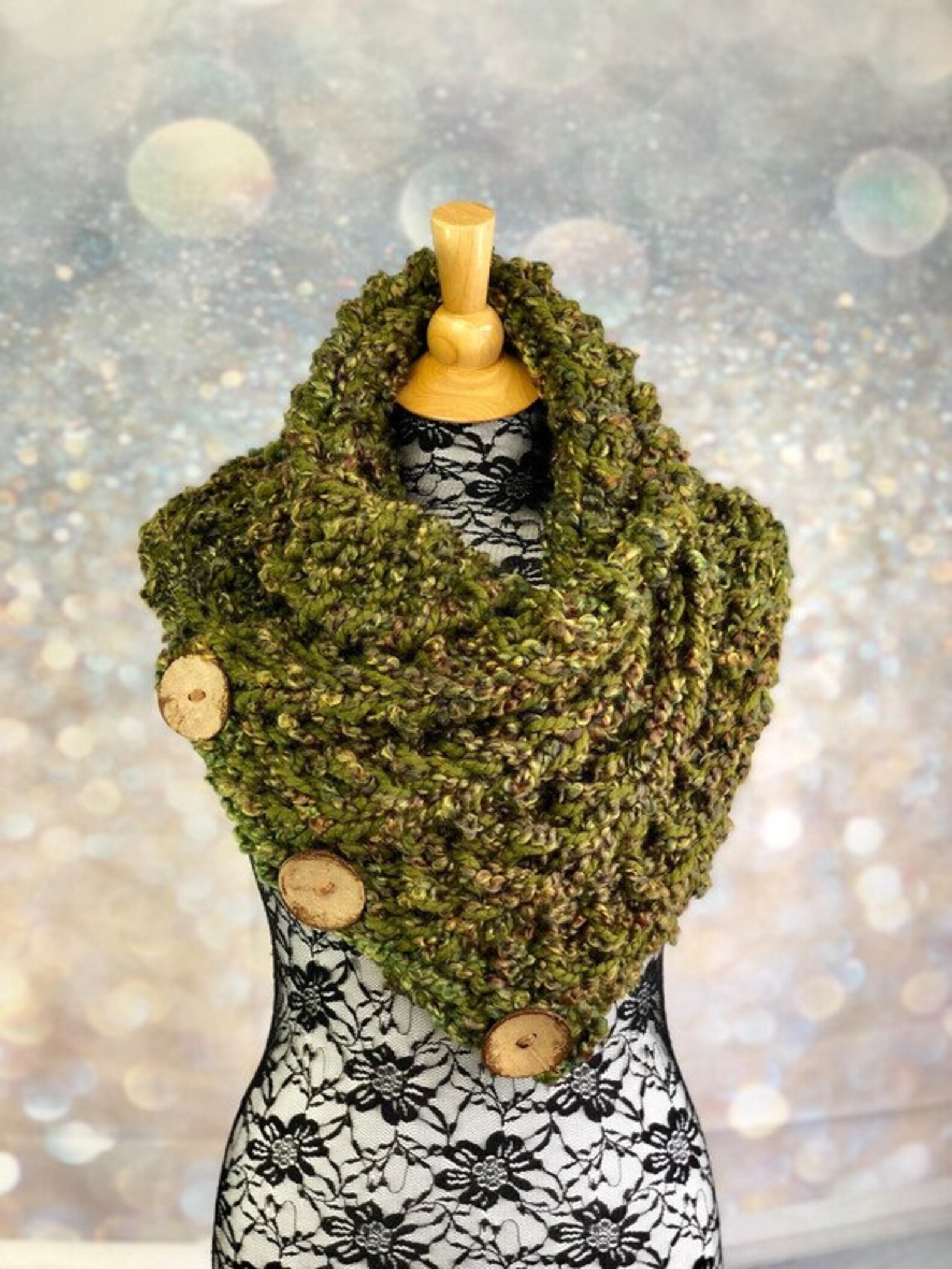 Hand Knit Scarf Cowl Collar in Brown Blend Shoulder Wrap - Etsy