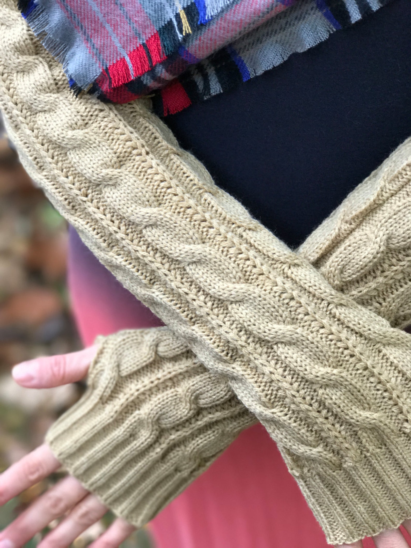 Arm Warmers, Extra Long Medieval Cable Knit Mittens, Elbow Length ...