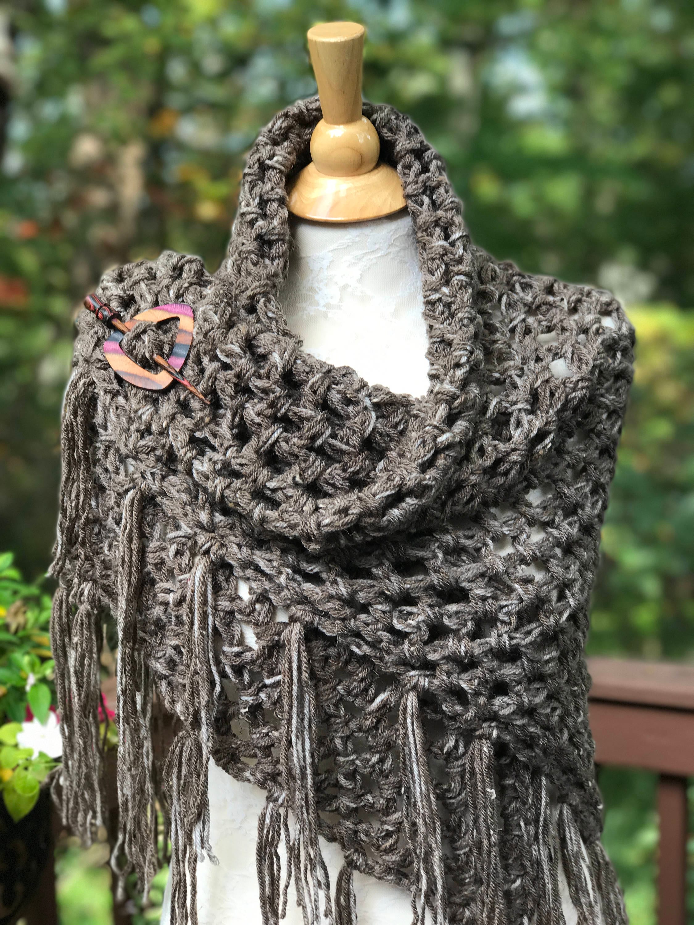 American Eagle • Cotton Boho Shawl Fringe Open Knit Flowy Festival One ...