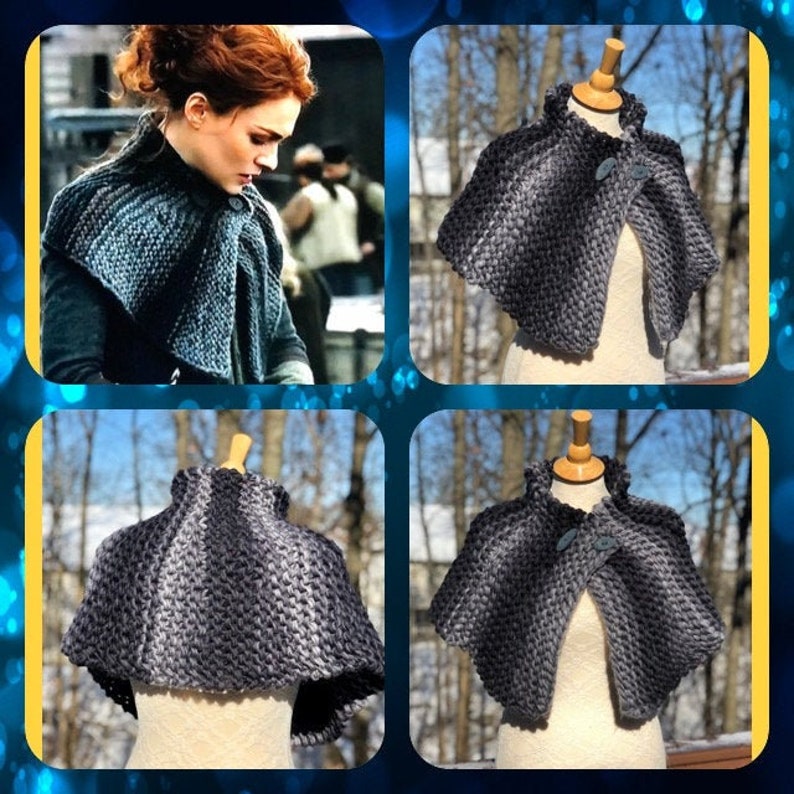 Outlander Inspired Brianna’s Cape, Cowl, Knitted Scarf 2 Wooden Hand ...