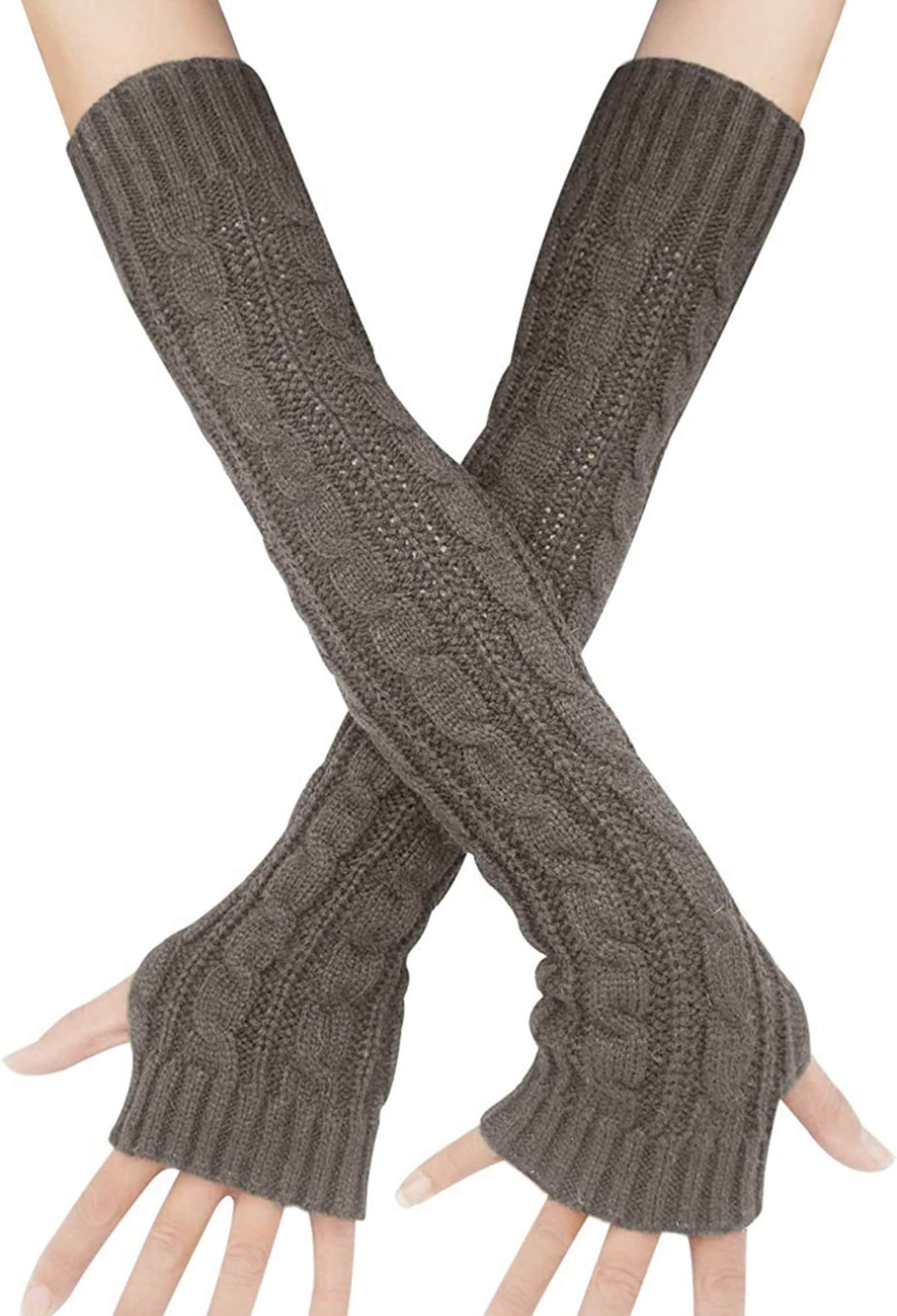 Arm Warmers, Extra Long Medieval Cable Knit Mittens, Elbow Length ...