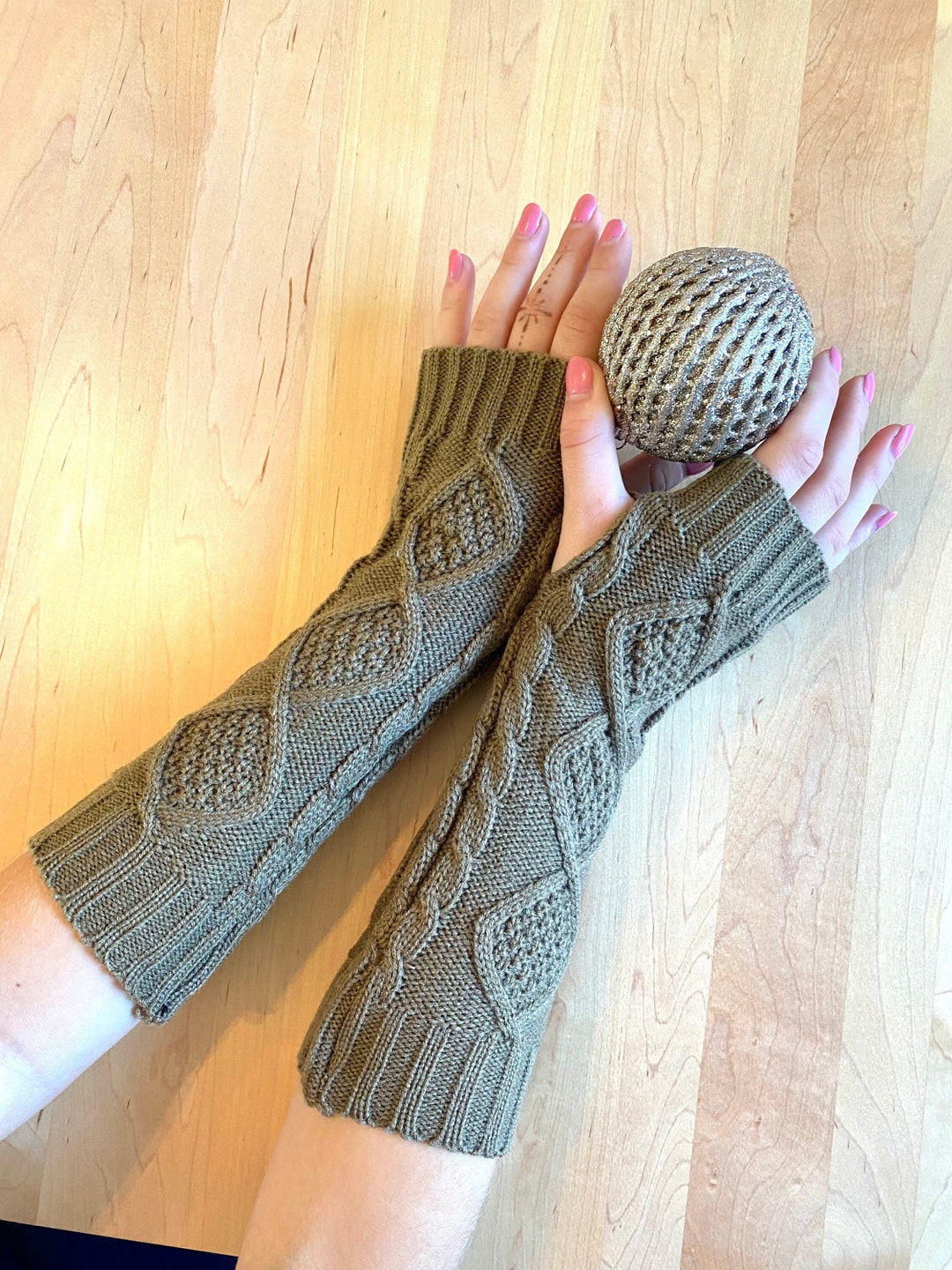 Cable Arm Warmers, Medieval Mittens, Knitted Wristers, Texting Gloves ...
