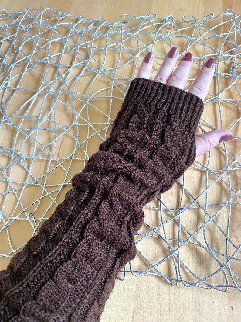 SHIPS TODAY Knitted Arm Warmers Extra Long Mittens Texting - Etsy