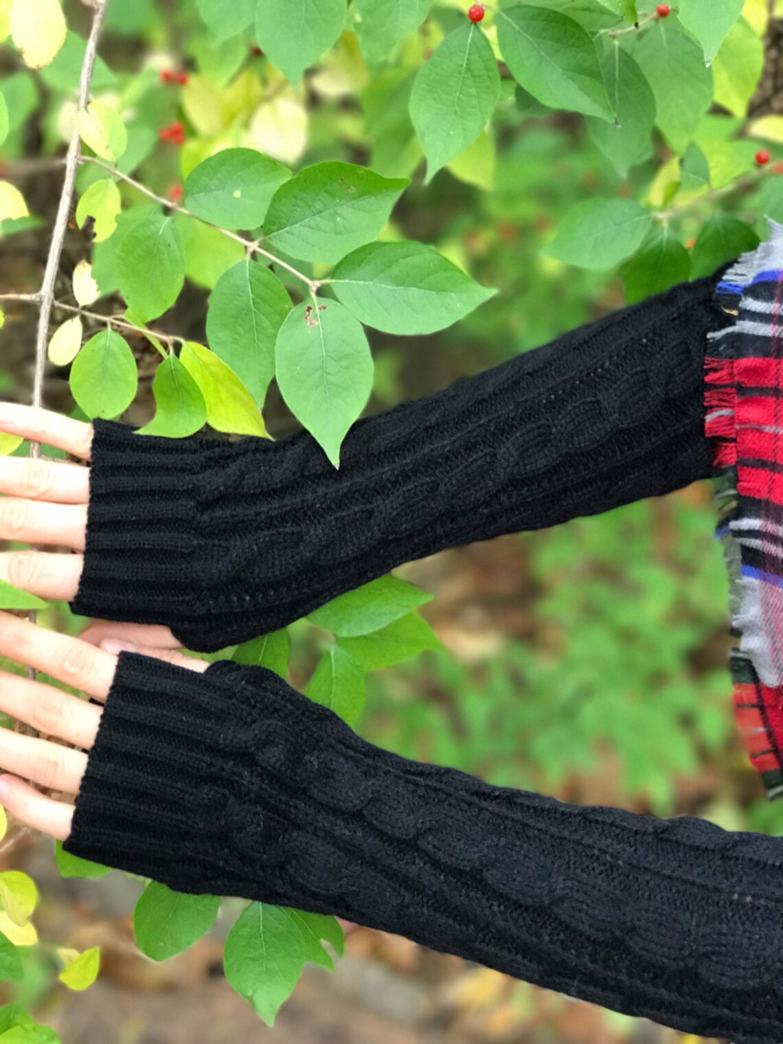 Arm Warmers Extra Long Medieval Cable Knit Mittens Elbow | Etsy