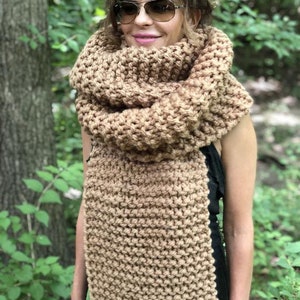 Scarf KNITTING PATTERN - Beginner / Chunky Ribbed Oversized Scarf, Neck ...