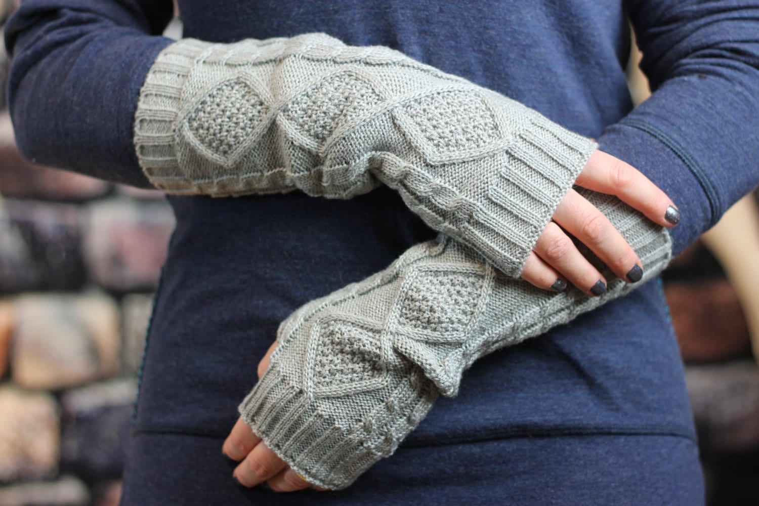 SHIP TODAY Fingerless Gloves for Women Cable Knit Arm | Etsy