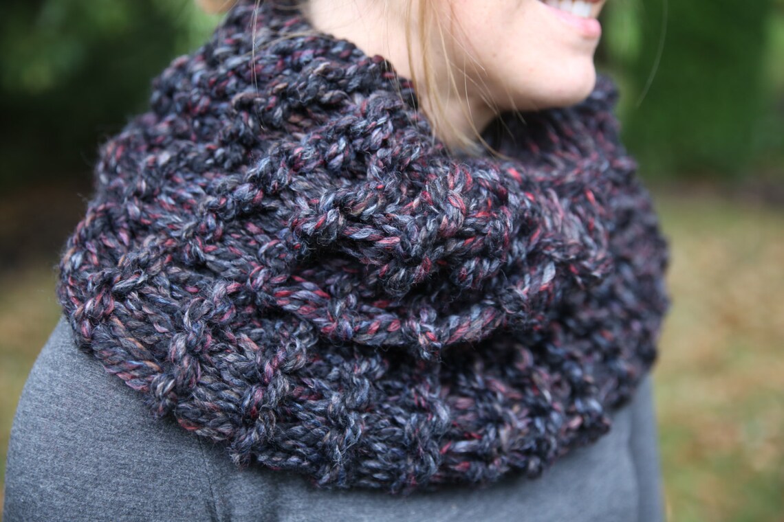 Outlander Cowl, Shoulder Cape in Black Stone, Chunky Infinity Scarf ...