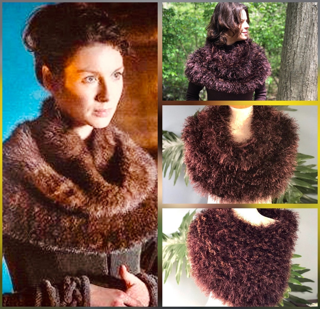 Claire's Faux Mink Fur Cowl, Hand Knitted Shoulder Warmer, Scarf ...