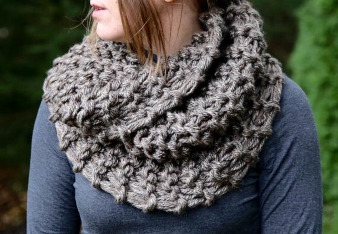 Outlander Cowl, Infinity Scarf in Brown Marble, Chunky Knit Shoulder ...