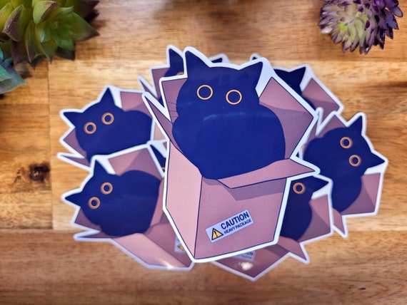 Box Cat Heavy Package Sticker | Etsy