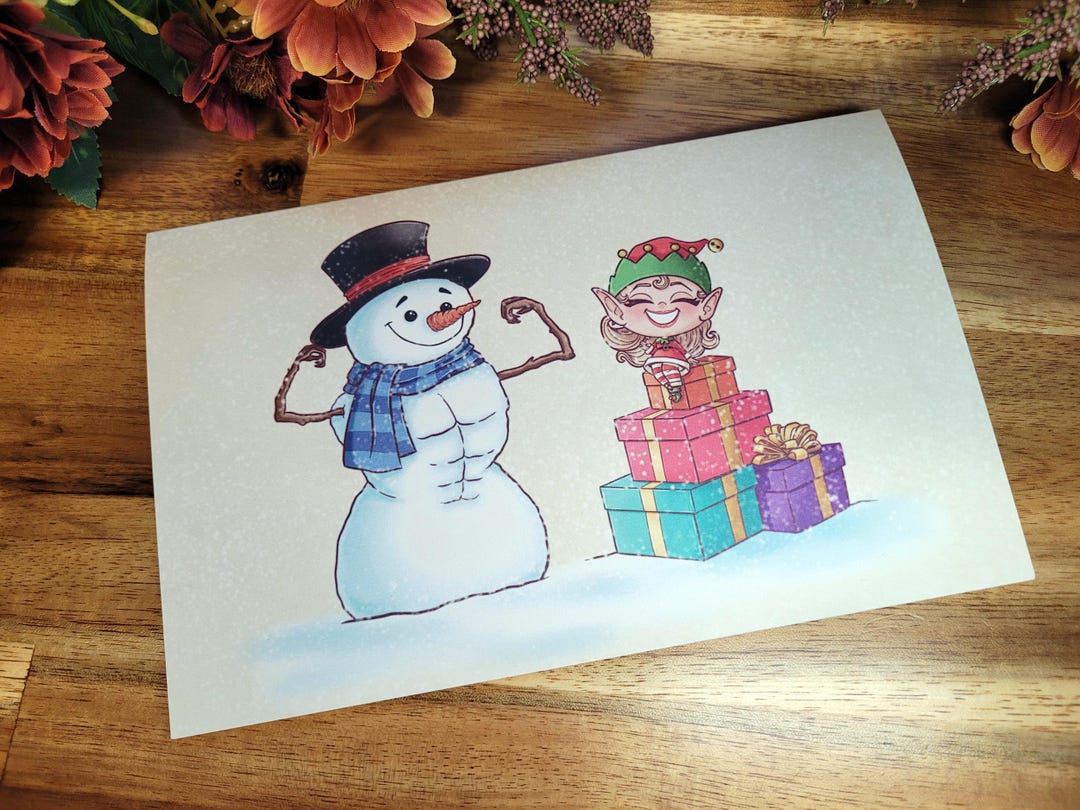 Snow Muscles Christmas Card - Etsy