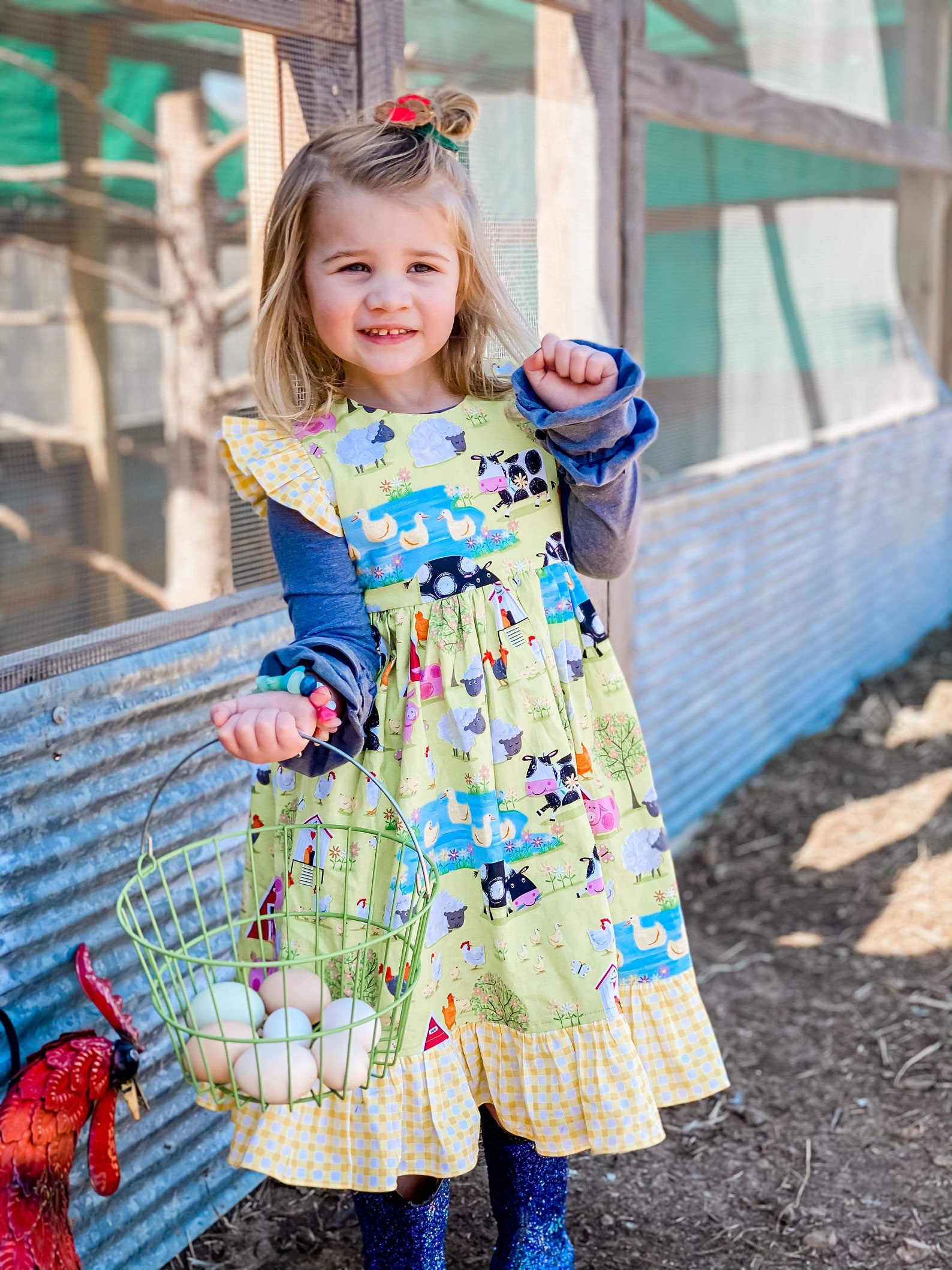 Girls Farm Dress Farm Theme Dress Farm Animal Dressbarnyard - Etsy