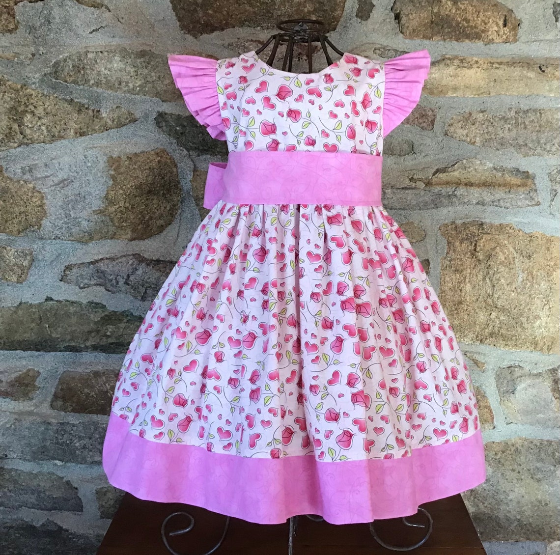 Valentines Dress Pink Heart Dress Girls Spring Dress - Etsy