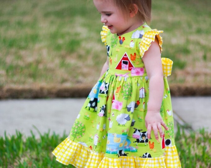 Girls Farm Dress, Farm Theme Dress, Farm Animal Dress,barnyard Dress ...