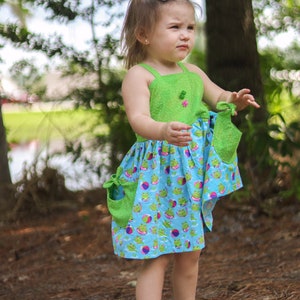 Girls Frog Dress, Summer Dress, Summer Outfit, Green Dress, Girls ...