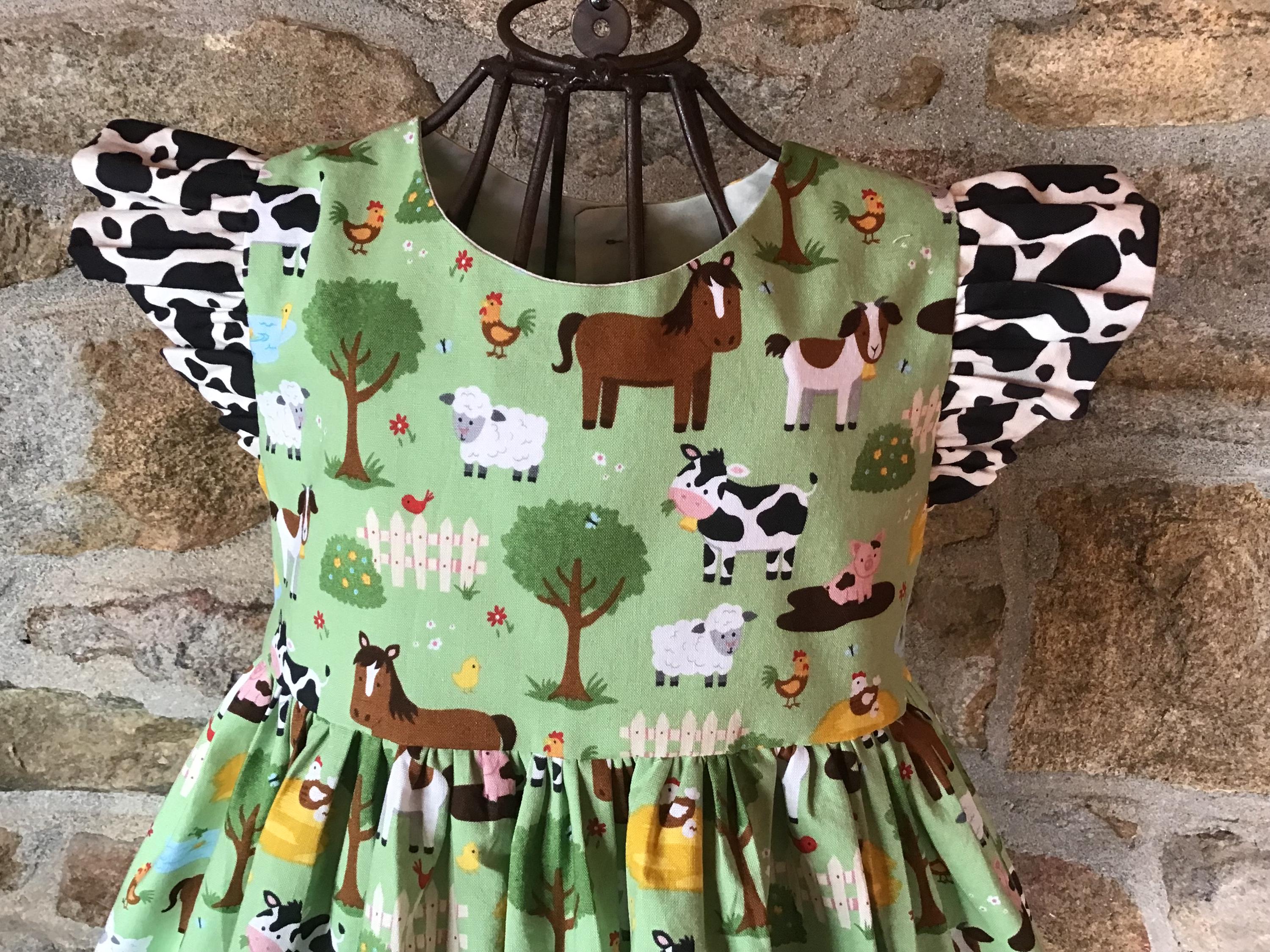 Girls Farm Dress, Farm Theme Party, Animal Dress, Baby Farm Dress, Cow ...