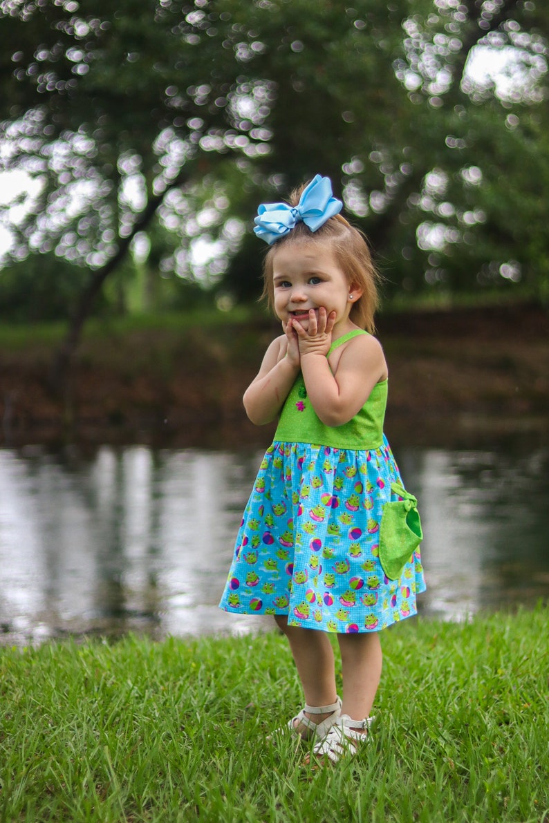 Girls Frog Dress Summer Dress Summer Outfit Green Dress - Etsy