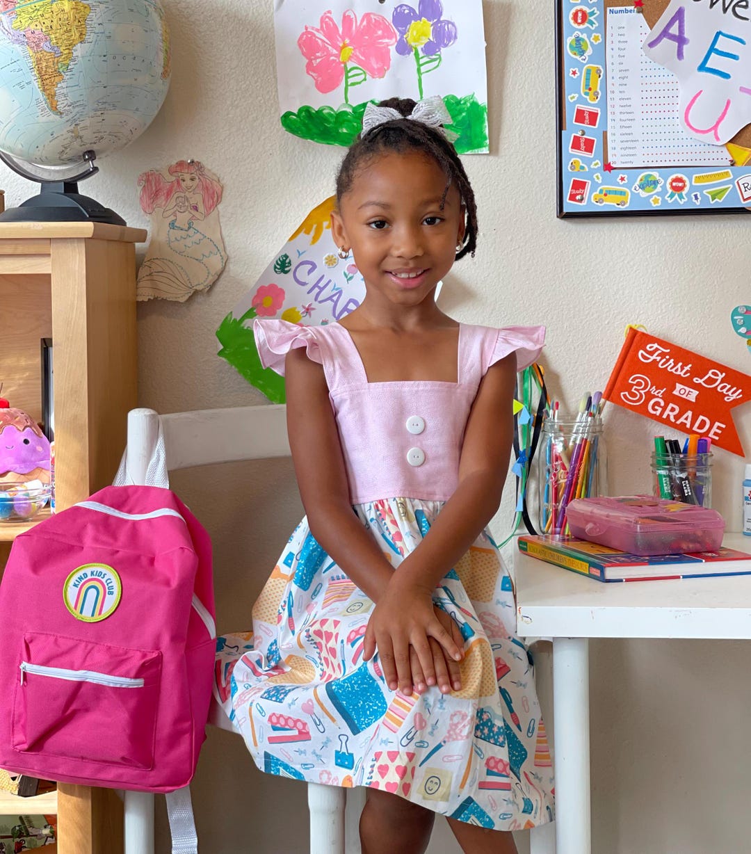 Girls Back to School Dress, 1st Day of School Dress, School Supply ...