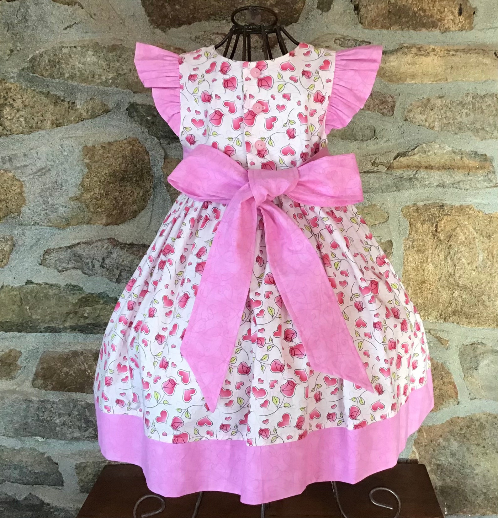 Valentines Dress Pink Heart Dress Girls Spring Dress - Etsy