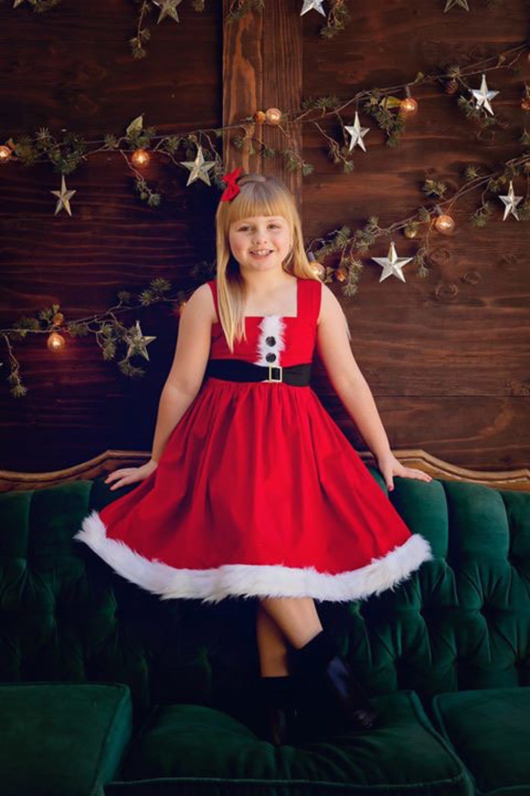 Girls Santa Dress, Baby Santa Dress, Christmas Dress, Holiday Dress ...