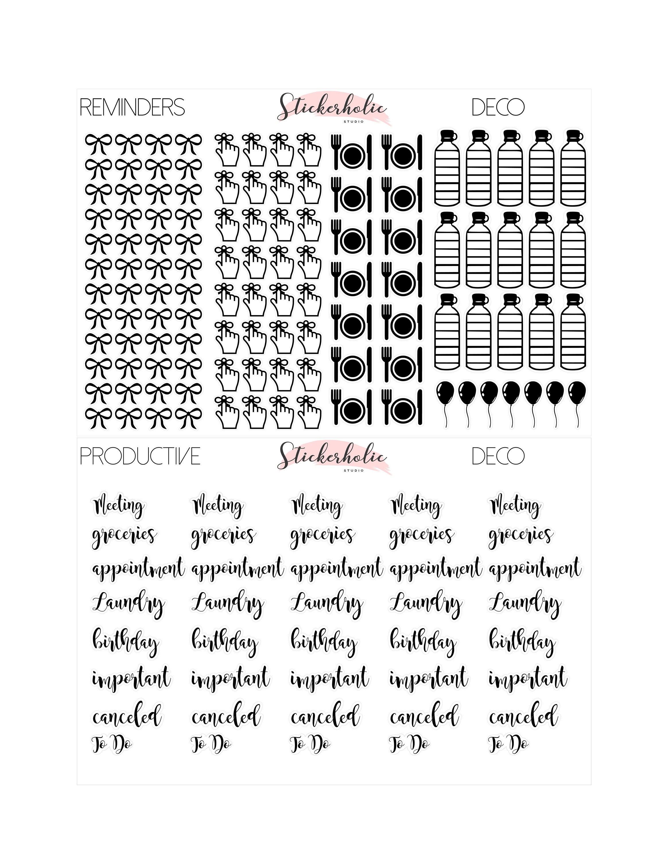 Functional Printable Planner Stickers Minimalist Planner - Etsy