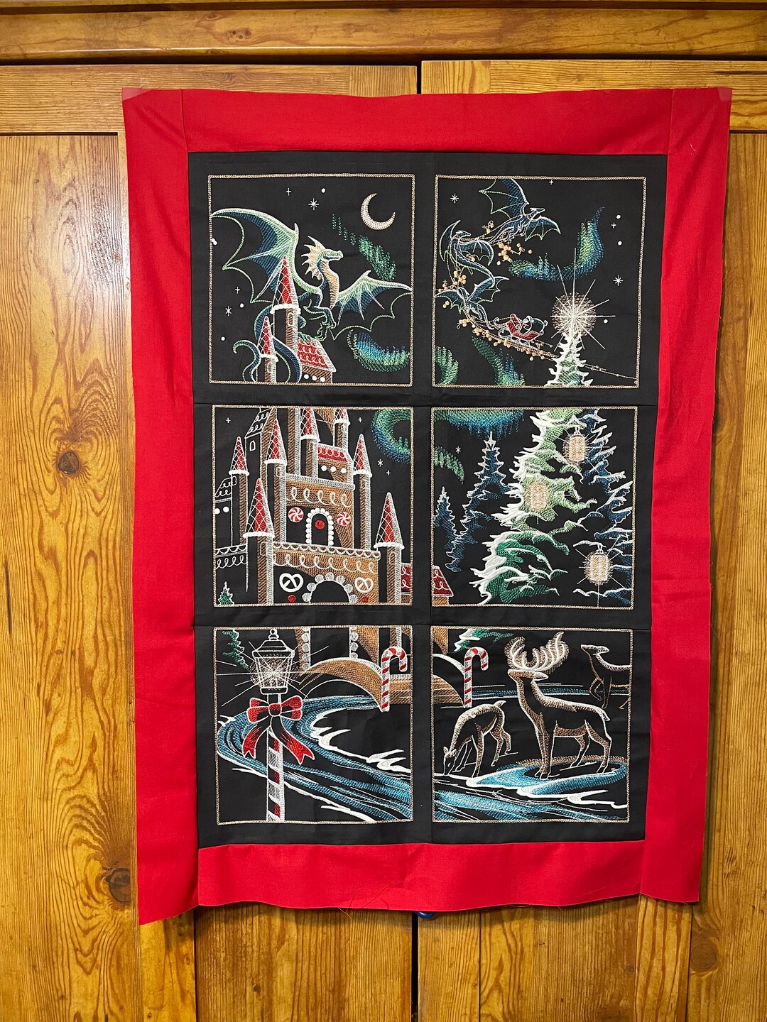 Dragons and Gingerbread House Wall Hanging unfinished - Etsy